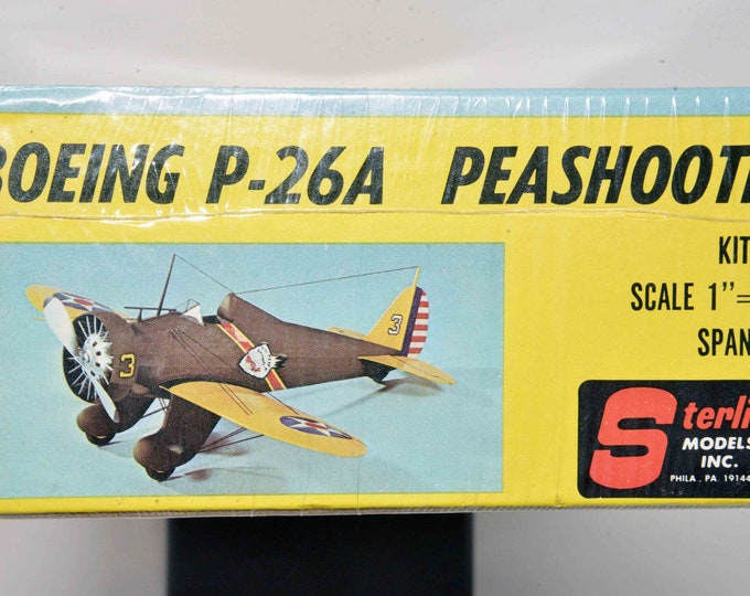Vintage Sterling Model Boeing P-26A Peashooter Airplane Balsa Wood Kit ...