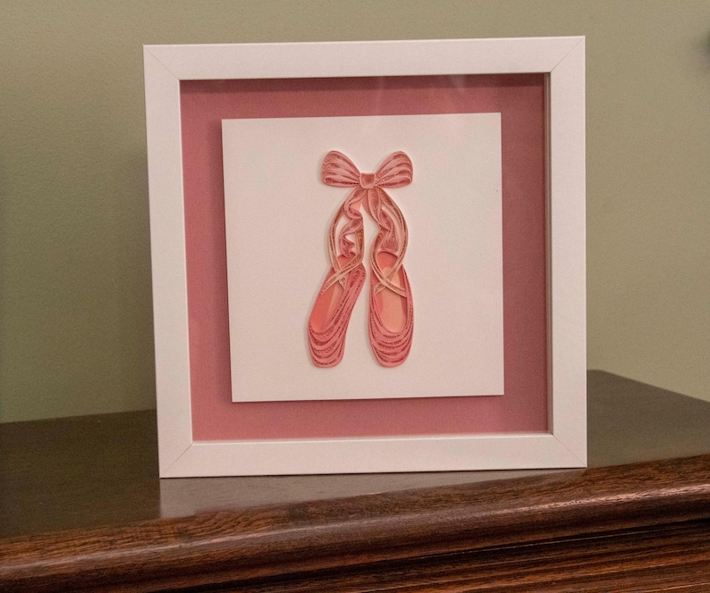 Ballet Pointe Shoes - Quilled Paper Art - Framed in White Shadow Box ...
