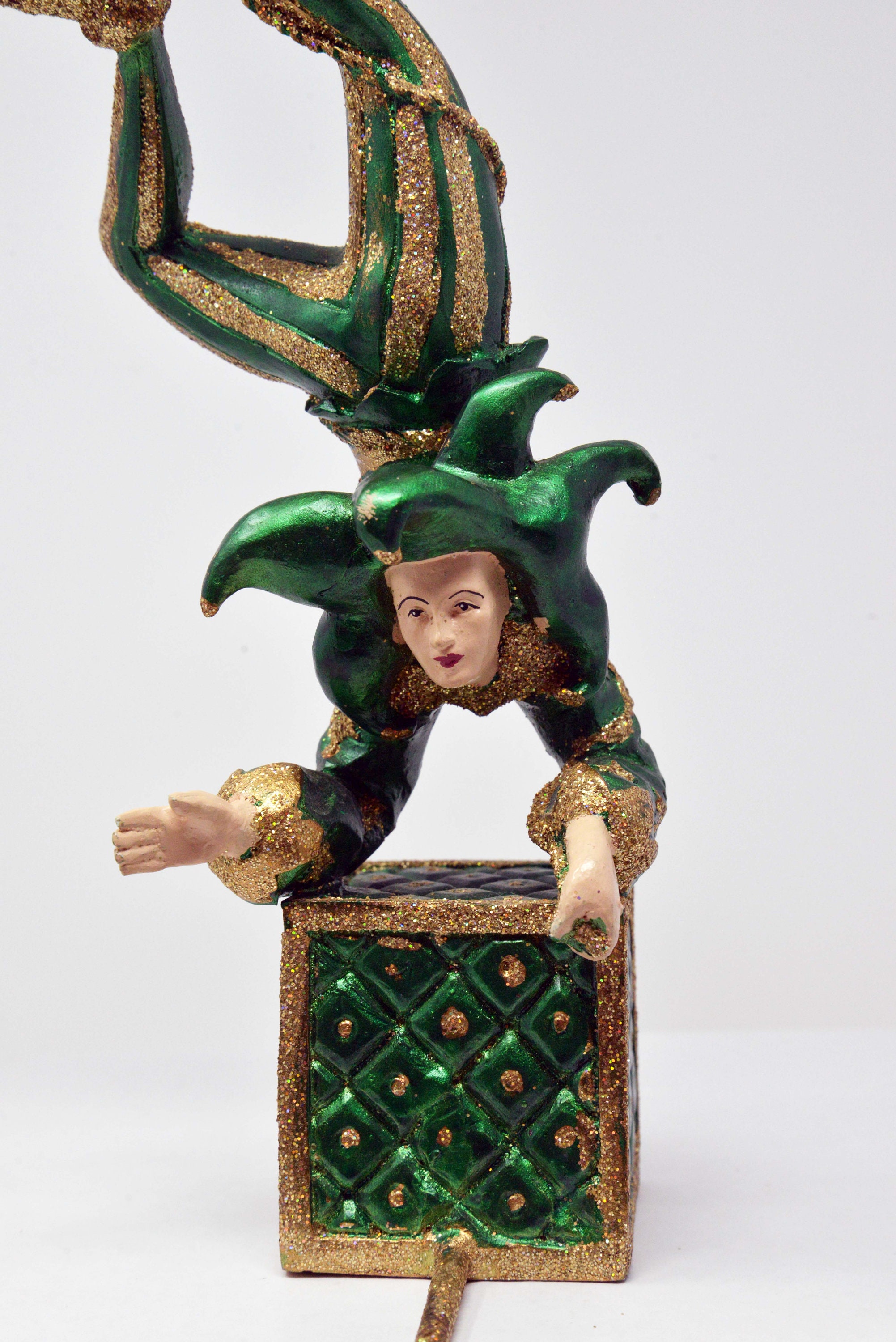 Vintage Pair Green and Gold Jester Clowns With Ball - Etsy