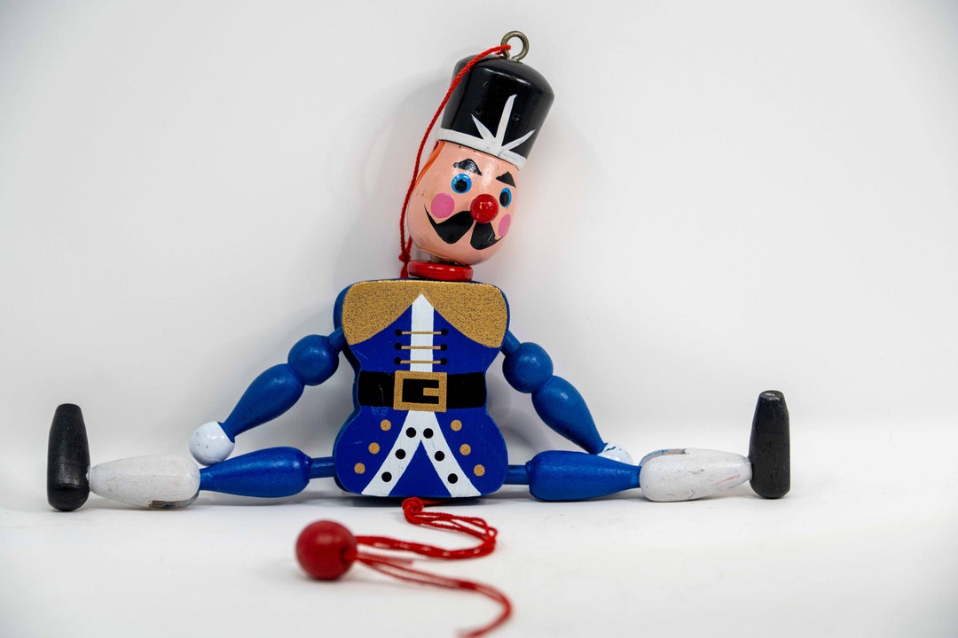 Vintage Pull String Soldier Puppet Wooden Ornament 1990s Soldier in ...