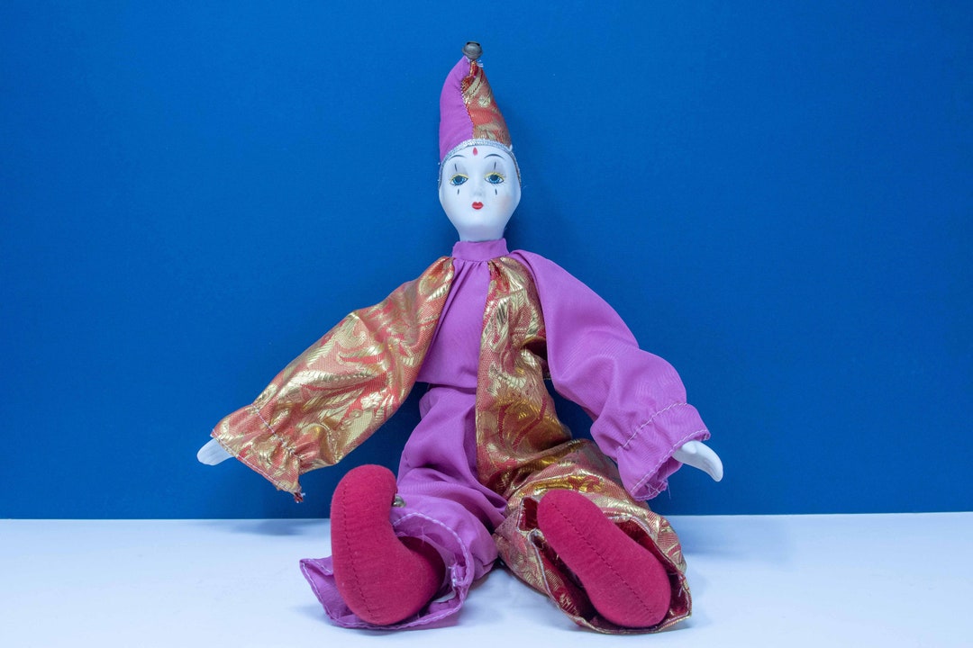 Vintage Clown Doll Porcelain Face and Hands Soft Body Jester Clown 16 1 ...