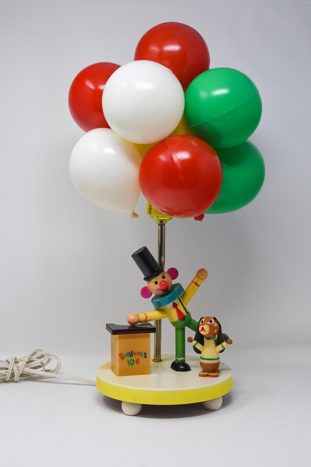 Vintage 1970s Dolly Toy Co Balloon Clown Table Lamp & Night Light ...