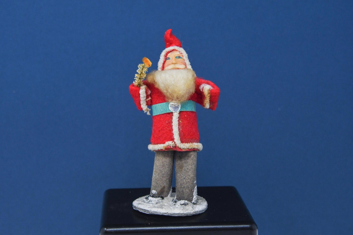 Vintage Santa Figure From 1930's 1940's With Felt Coat and Chenille ...