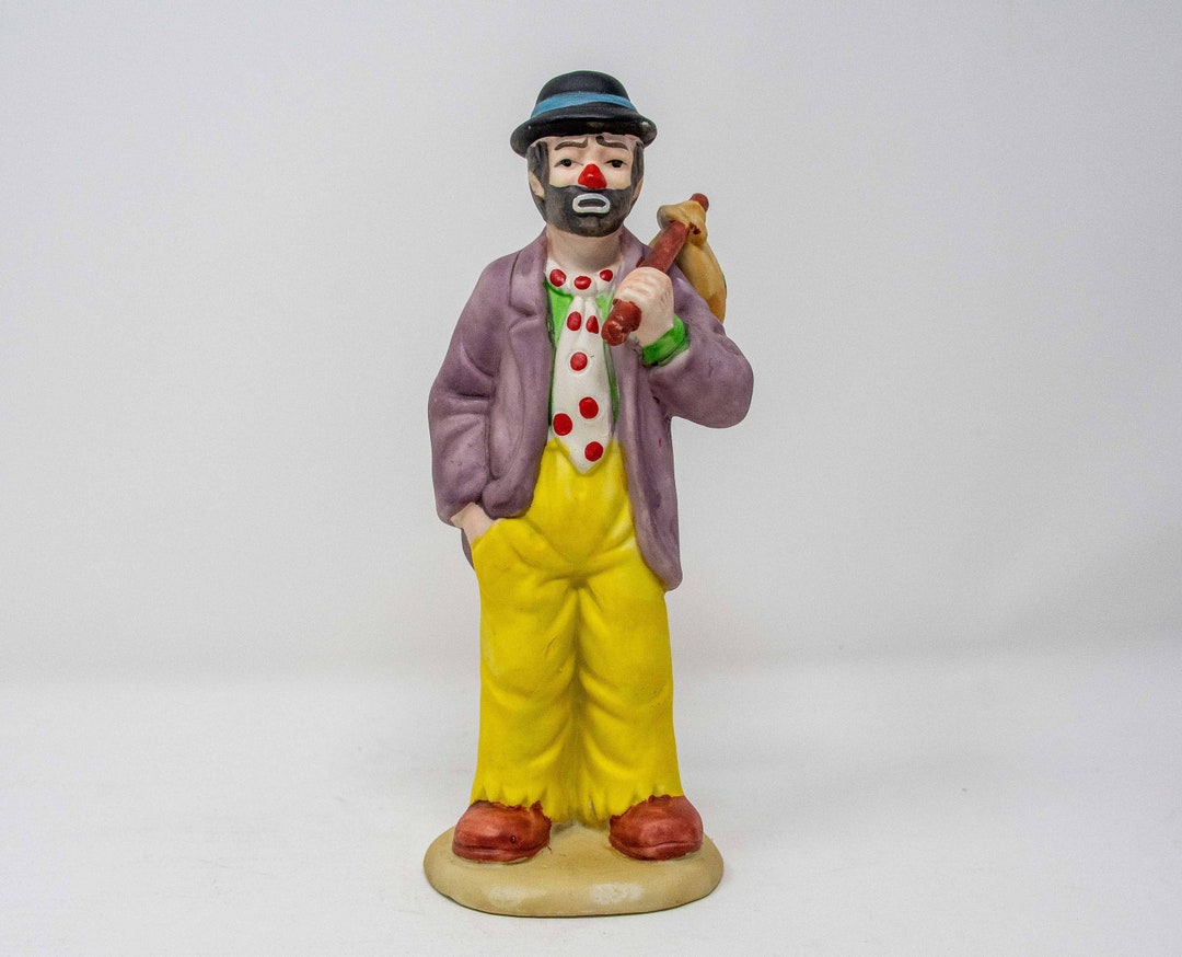 Vintage Emmett Kelly Bisque Clown Hobo Figurine - by Flambro - Made in ...