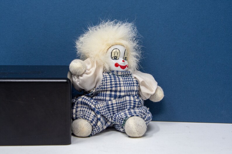 Miniature Vintage Clown Doll Porcelain / Ceramic Face and Soft Body ...