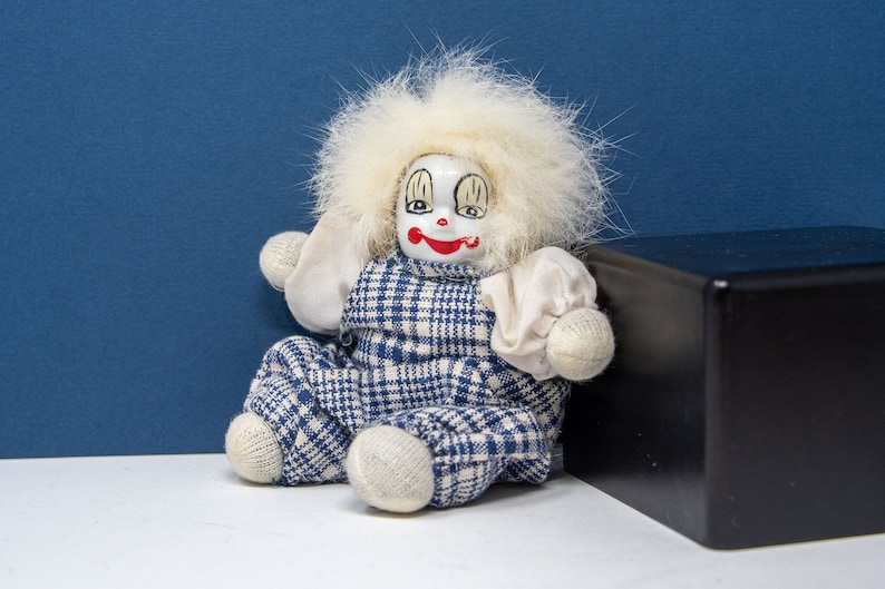 Miniature Vintage Clown Doll Porcelain / Ceramic Face and Soft Body ...
