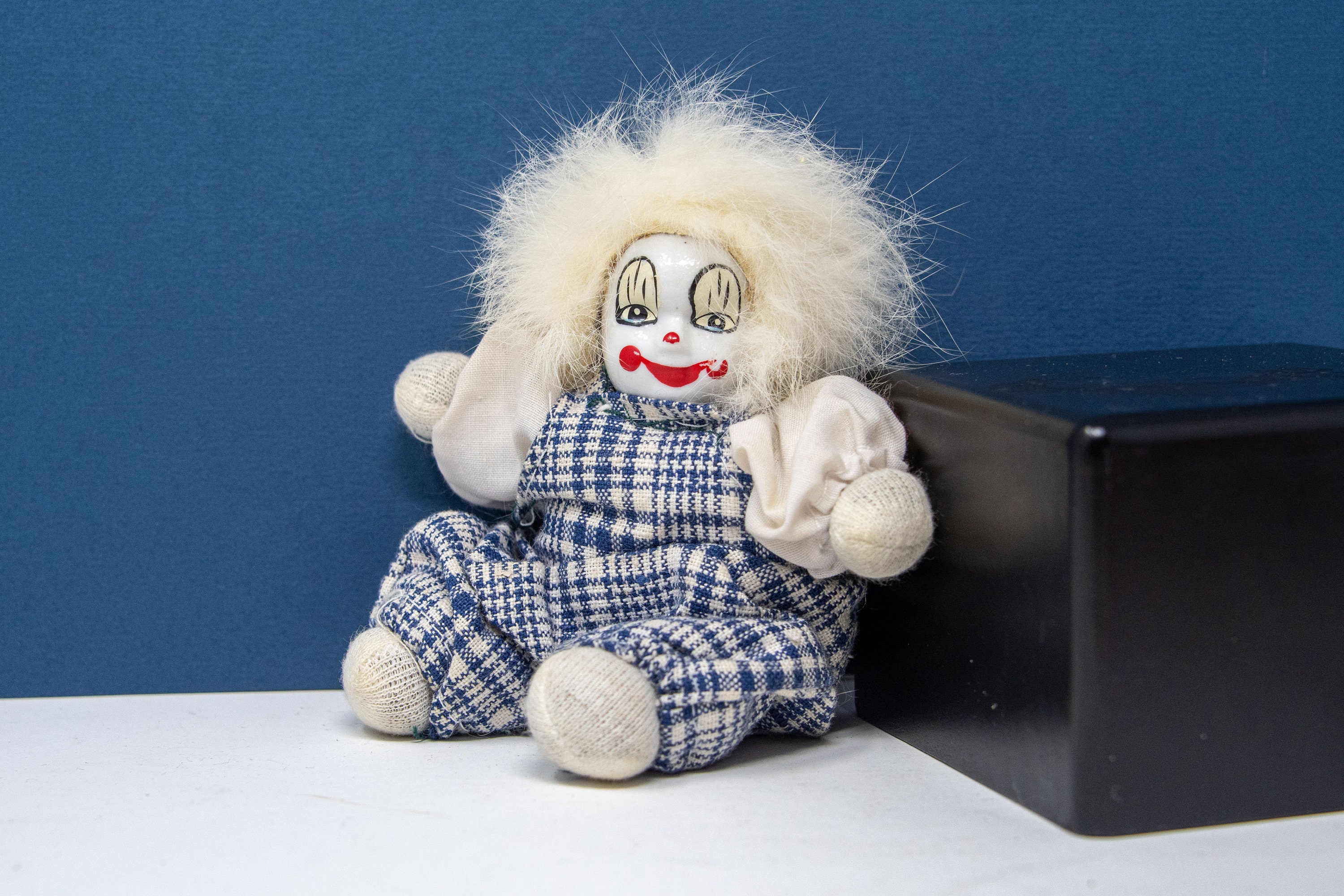 Miniature Vintage Clown Doll Porcelain / Ceramic Face and Soft Body ...