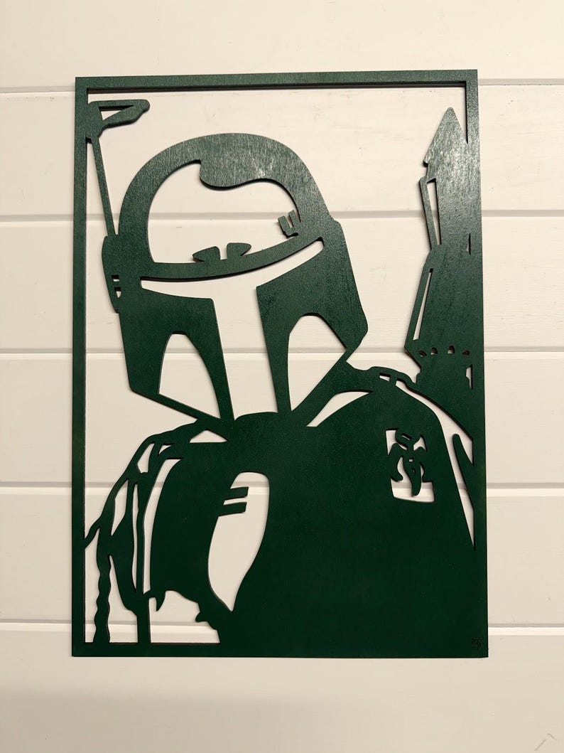 Boba Fett Layered Wood Wall Art | 3D Laser Cut Star Wars Decor ...