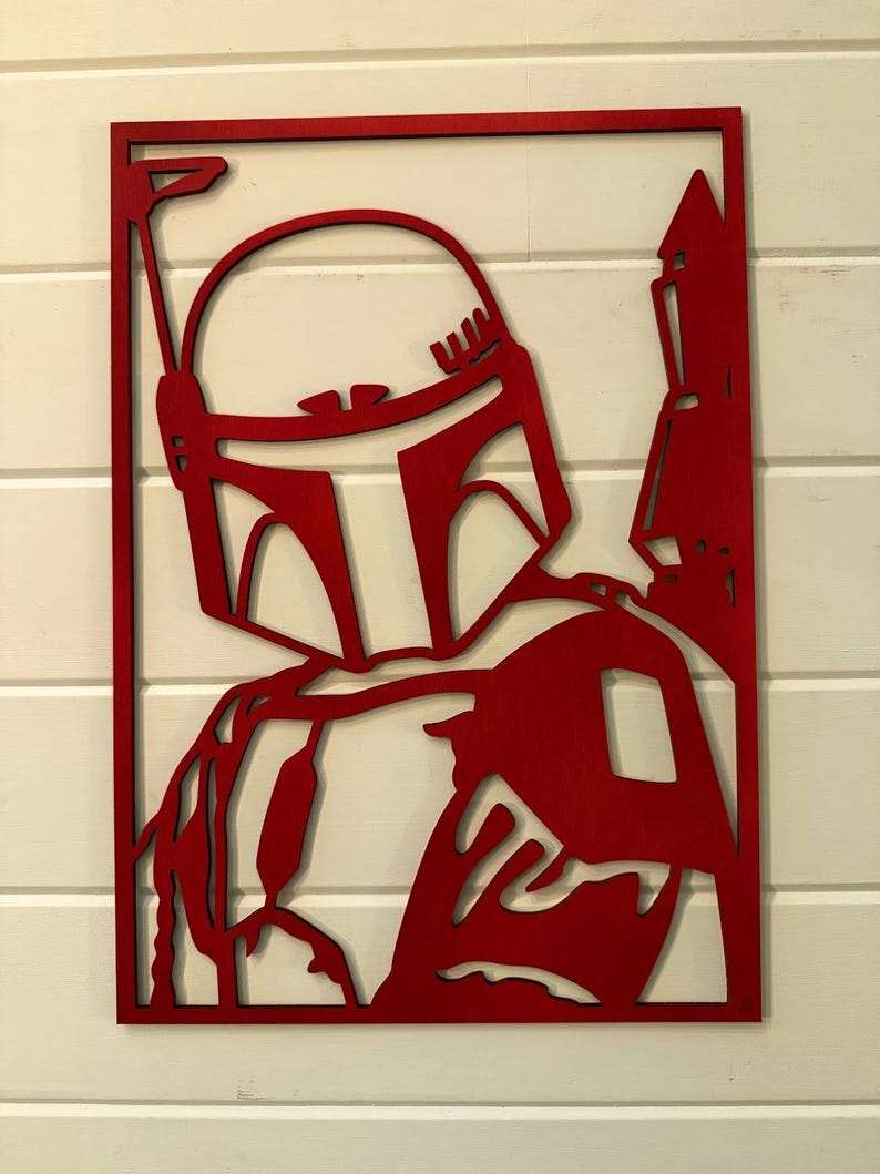 Boba Fett Layered Wood Wall Art | 3D Laser Cut Star Wars Decor ...