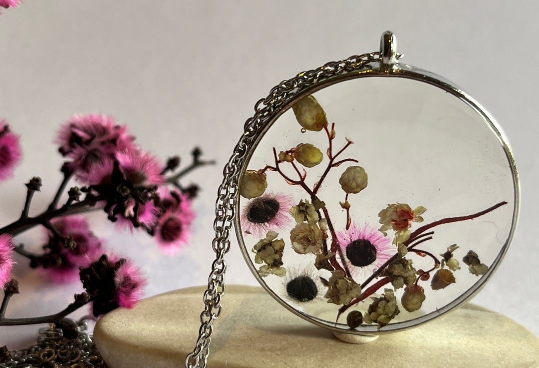 Wildflower Resin Pendant Necklace: Australian Floral Jewelry Gift - Etsy