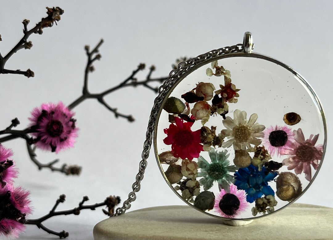 Colorful Flower Jewelry.wildflower Display.real Pressed Flowers ...