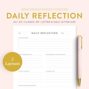 Printable Daily Reflection Fillable Daily Review Template | Etsy