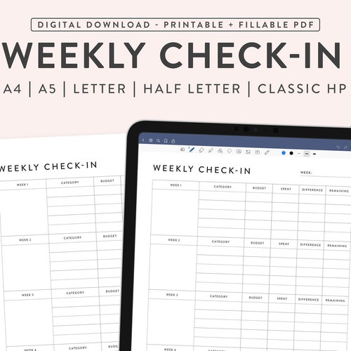 Printable Weekly Check-in Template Fillable Undated Weekly - Etsy