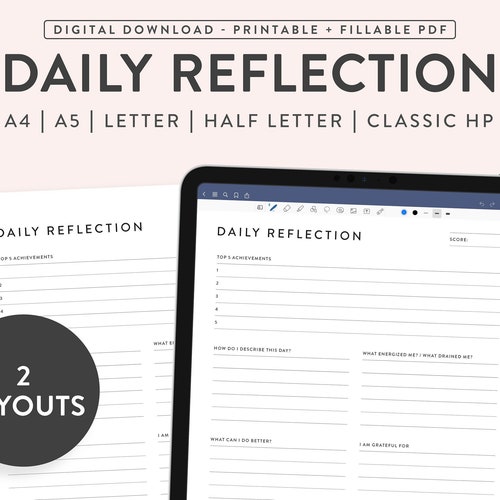 Printable Daily Reflection Fillable Daily Review Template - Etsy