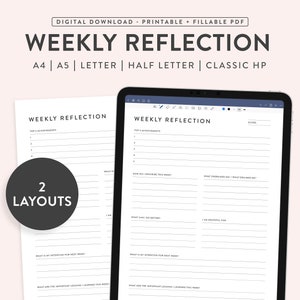 Printable Weekly Reflection, Fillable | Weekly Review Template - Goal ...