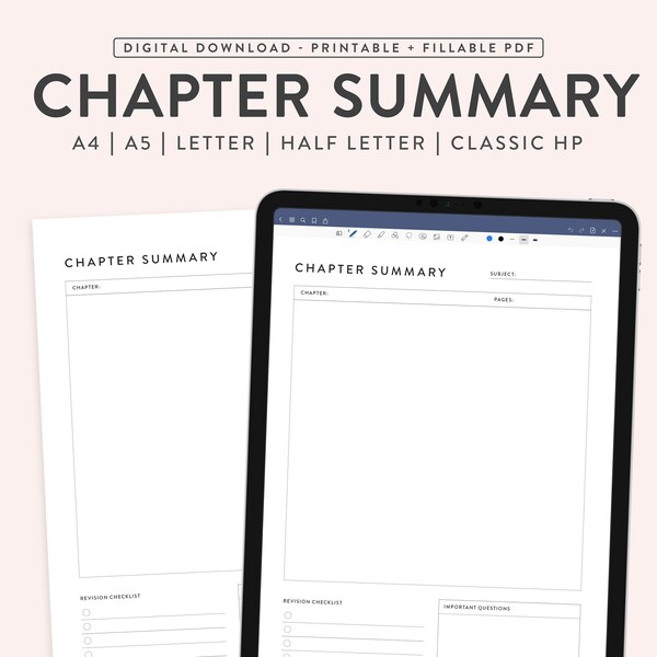 Chapter Summary Sheet for Students Summary and Revision - Etsy Canada