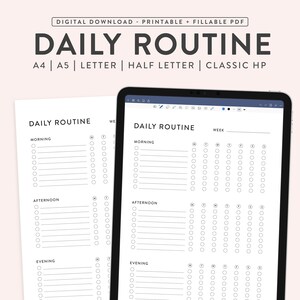 Printable Daily Routine Tracker, Fillable Daily Planner, Routine ...