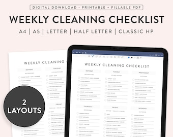 Weekly Cleaning Checklist EDITABLE Printable Letter & A4 - Etsy