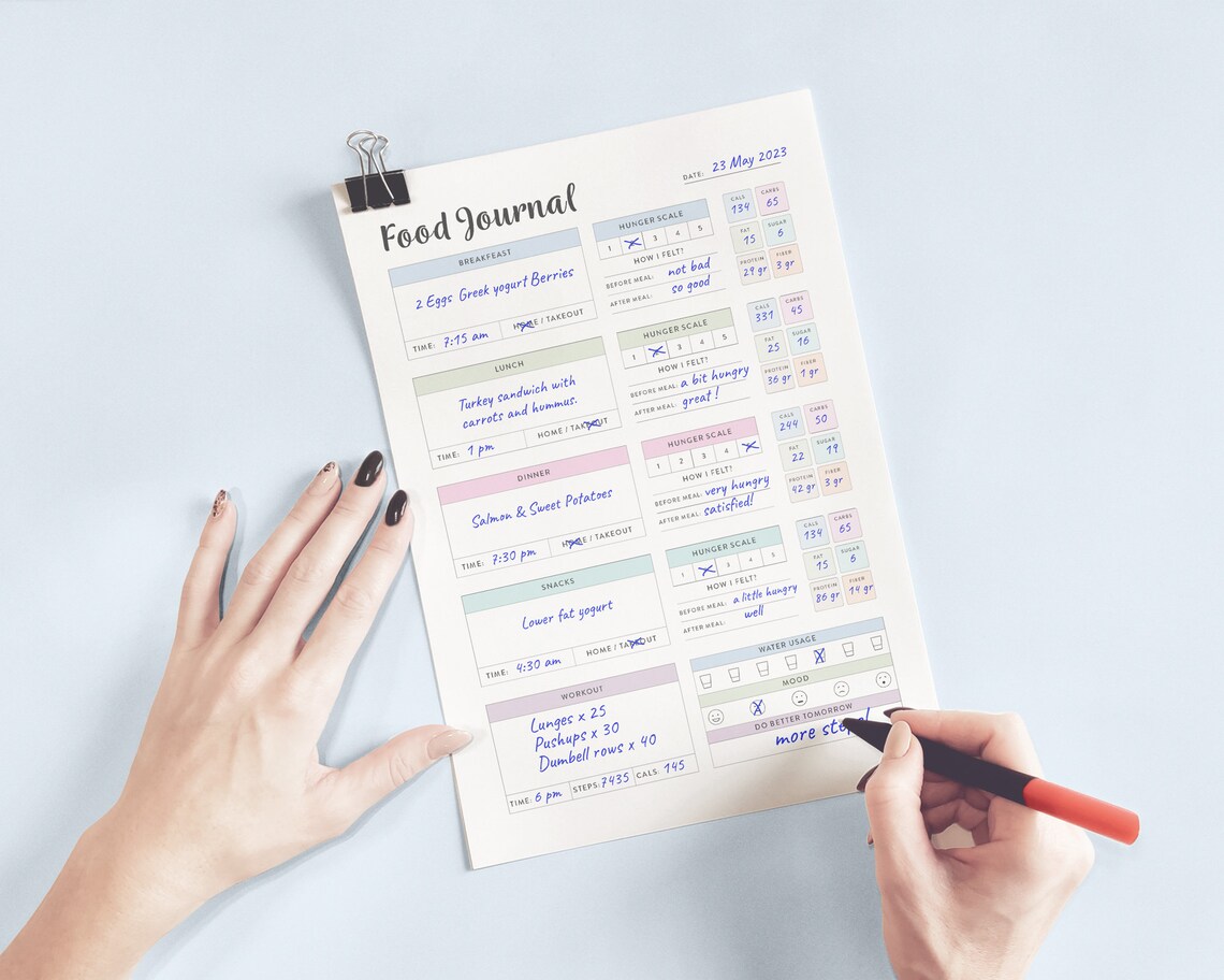 Printable Food Journal Fillable Daily Food Diary Daily - Etsy