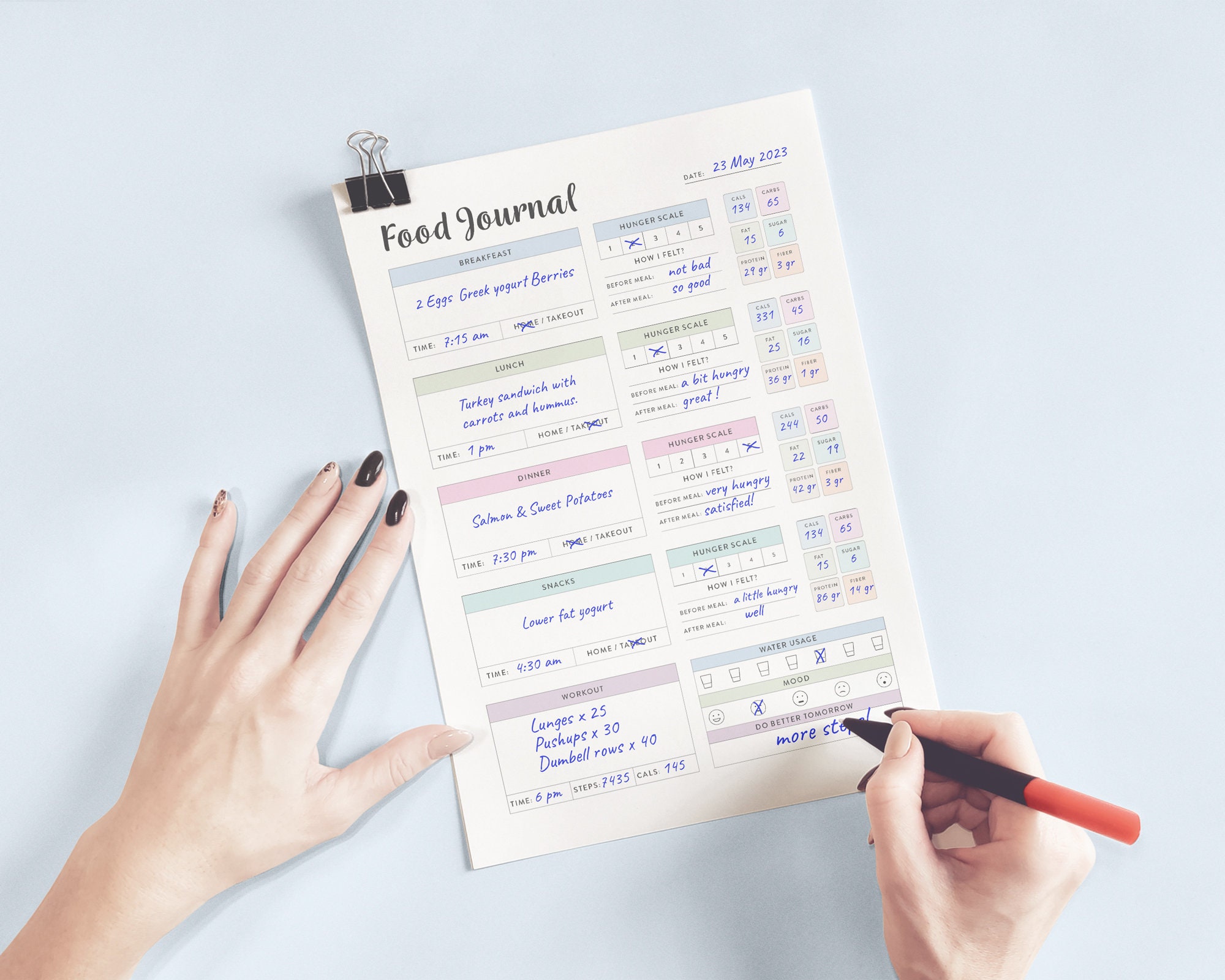 Printable Food Journal, Fillable Daily Food Diary, Daily Calorie ...