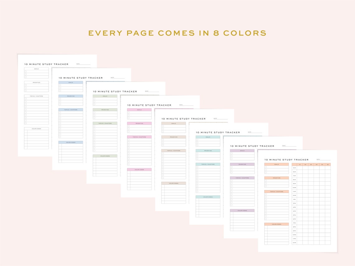 Printable 10 Minute Study Tracker Study Session Planner - Etsy