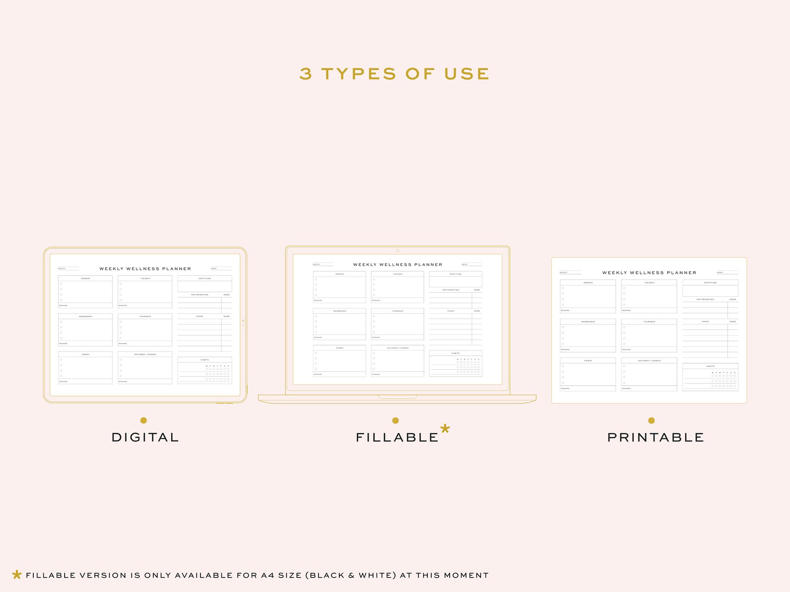 Printable Weekly Wellness Planner Fillable Undated Weekly - Etsy