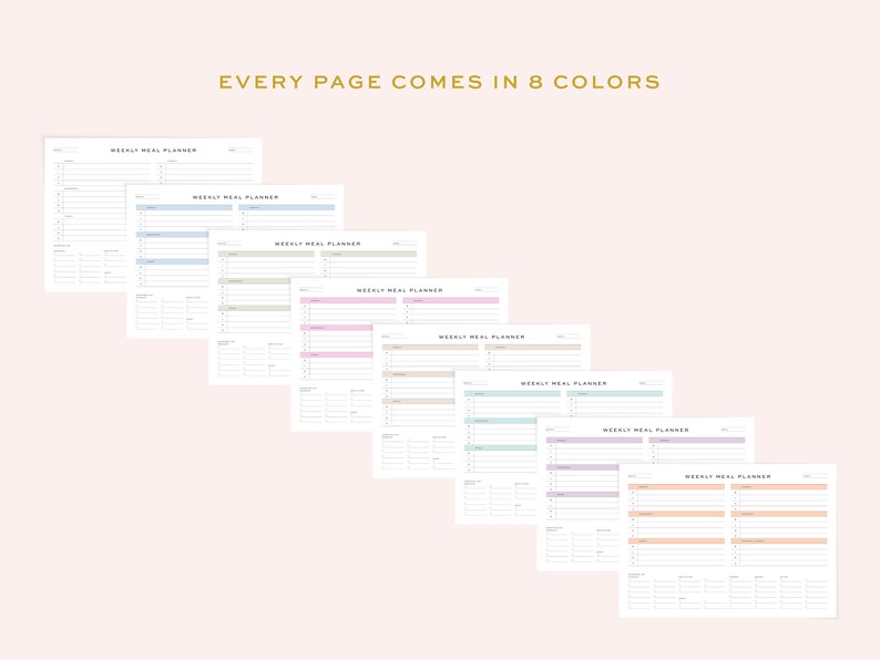 Printable Meal Planner, Fillable | Weekly Meal Planner | 5 Sizes: A4 ...