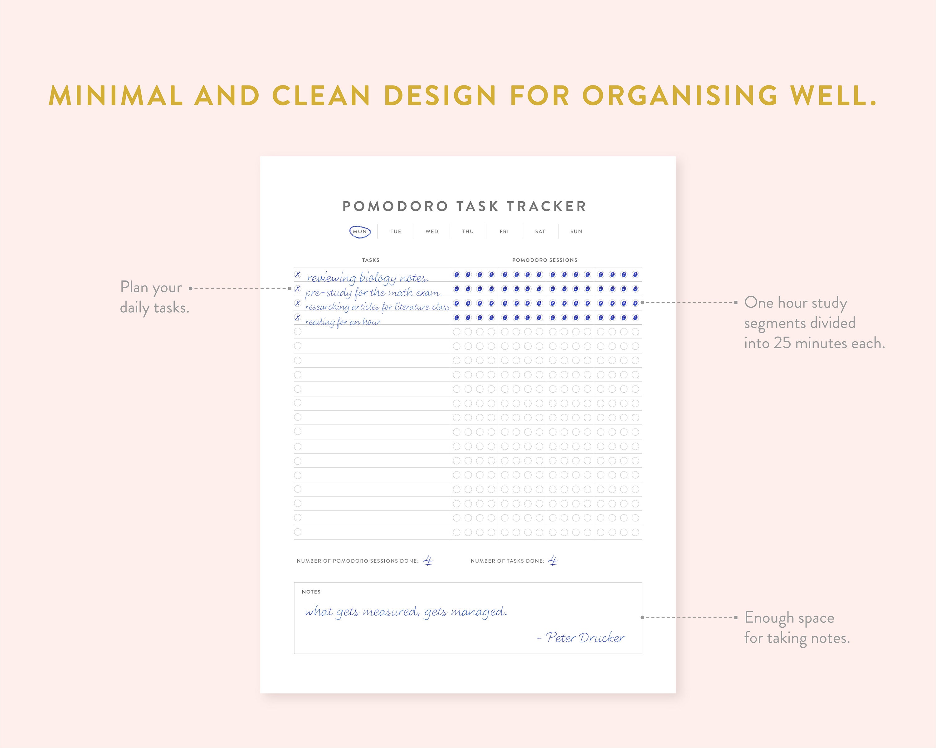 Printable Pomodoro Task Tracker Fillable Pomodoro Work and | Etsy