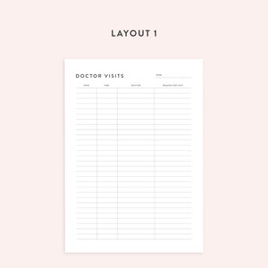Printable Doctor Visit Notes, Doctor Visit Tracker, Health Record Logs ...