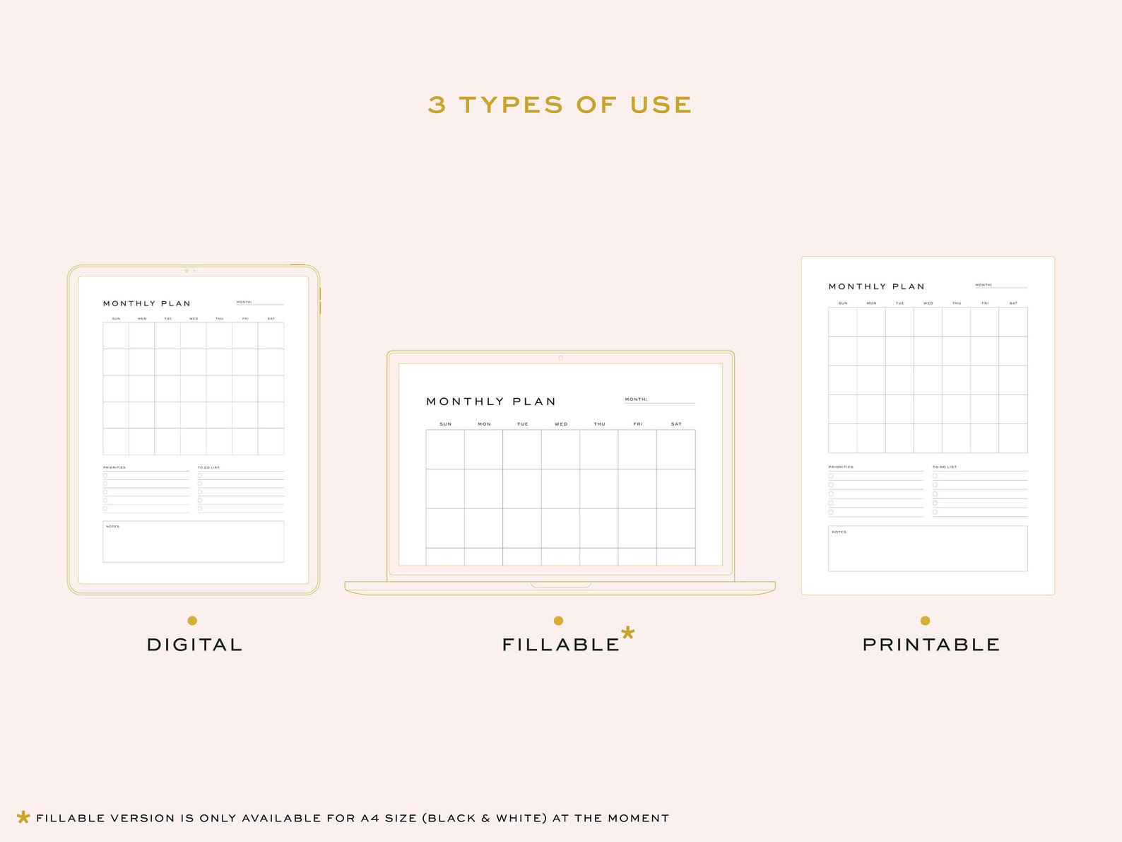 Printable Monthly Work Planner Fillable Minimal Monthly - Etsy