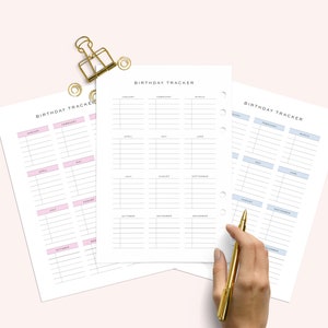 Printable Birthday Tracker Fillable Birthday Log Birthday - Etsy