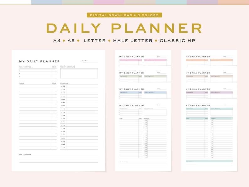 Printable Daily Planner Fillable Undated Minimal Blank - Etsy UK