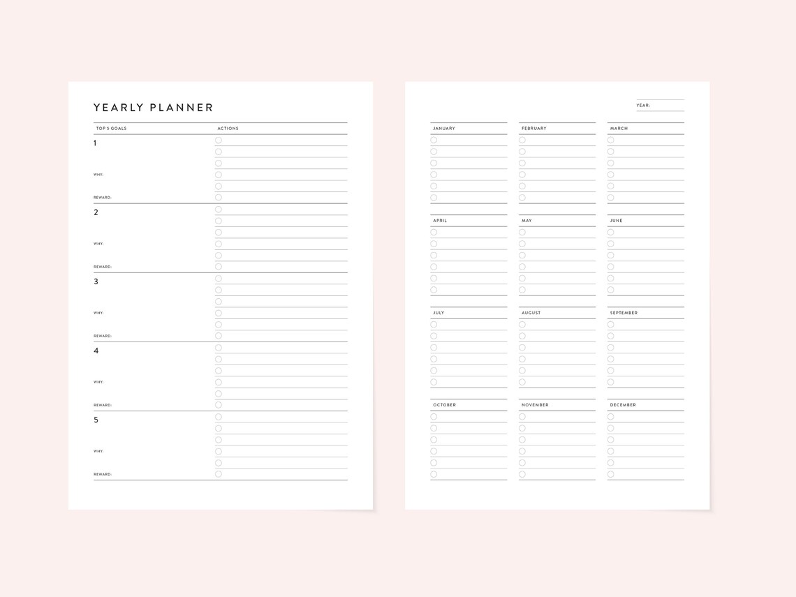Printable Yearly Goal Planner, Fillable | Annual Goal Planner, Top 6 ...