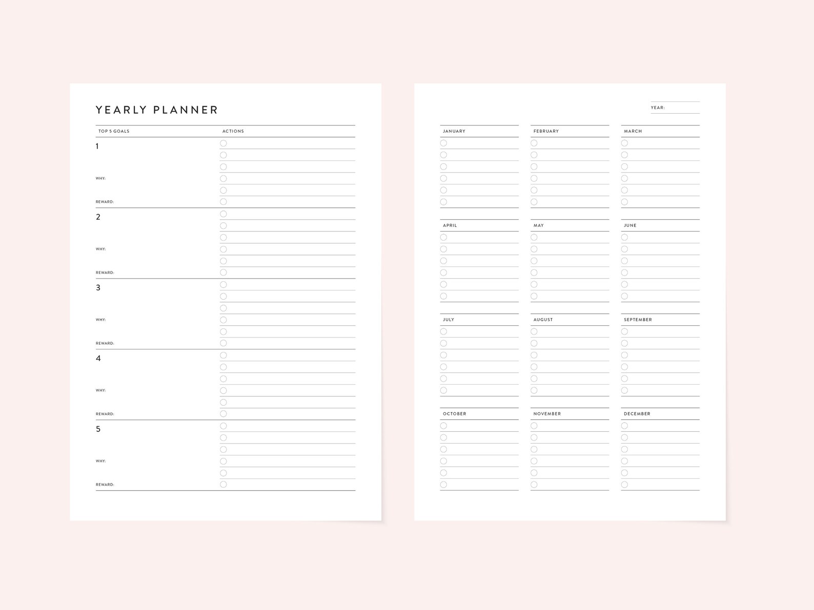 Printable Yearly Goal Planner, Fillable | Annual Goal Planner, Top 6 ...
