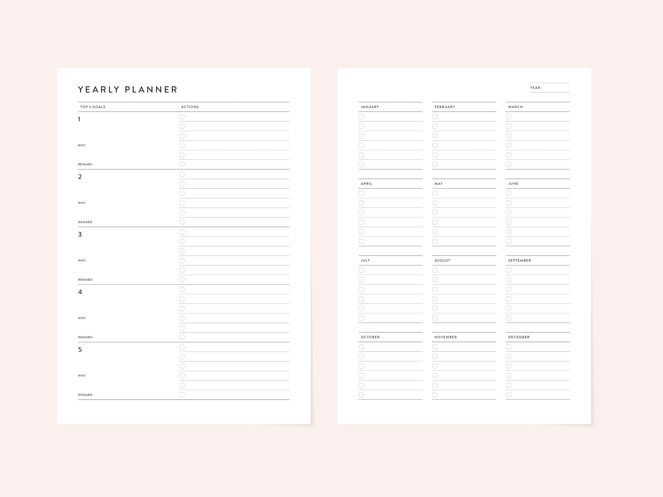 Printable Yearly Goal Planner, Fillable | Annual Goal Planner, Top 6 ...