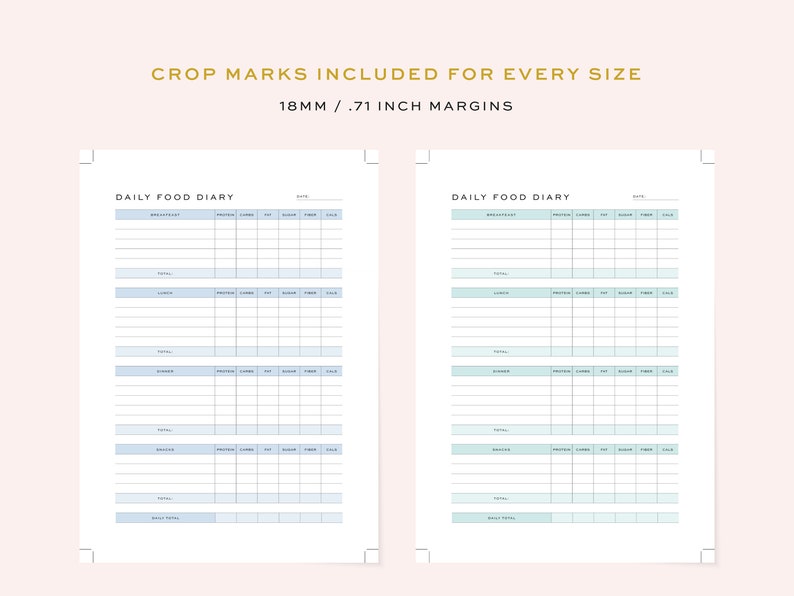 Printable Food Diary, Fillable Daily Food Log, Minimalist Calorie ...