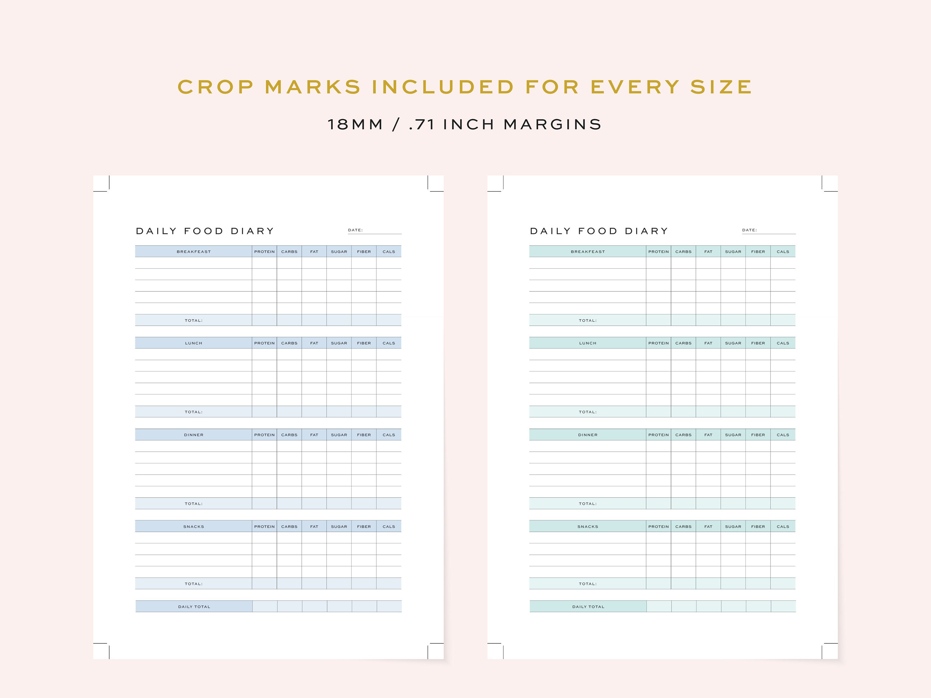 Printable Food Diary, Fillable Daily Food Log, Minimalist Calorie ...
