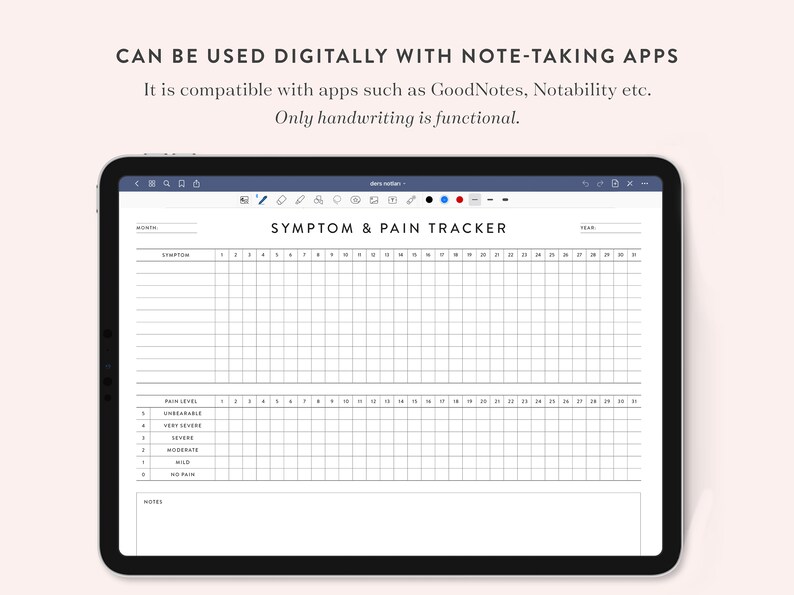 Printable Symptom and Pain Tracker Monthly Pain Level - Etsy UK