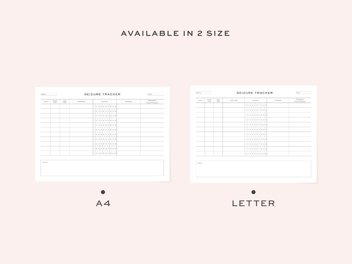 Printable Seizure Tracker Fillable Seizure Logs Epilepsy - Etsy