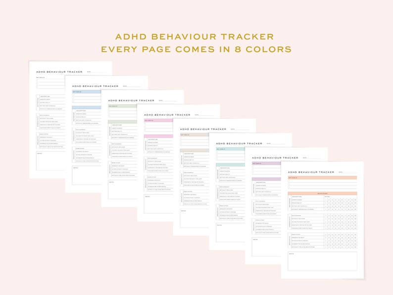 Printable ADHD Symptom Tracker, Fillable Daily Log (digital Download ...