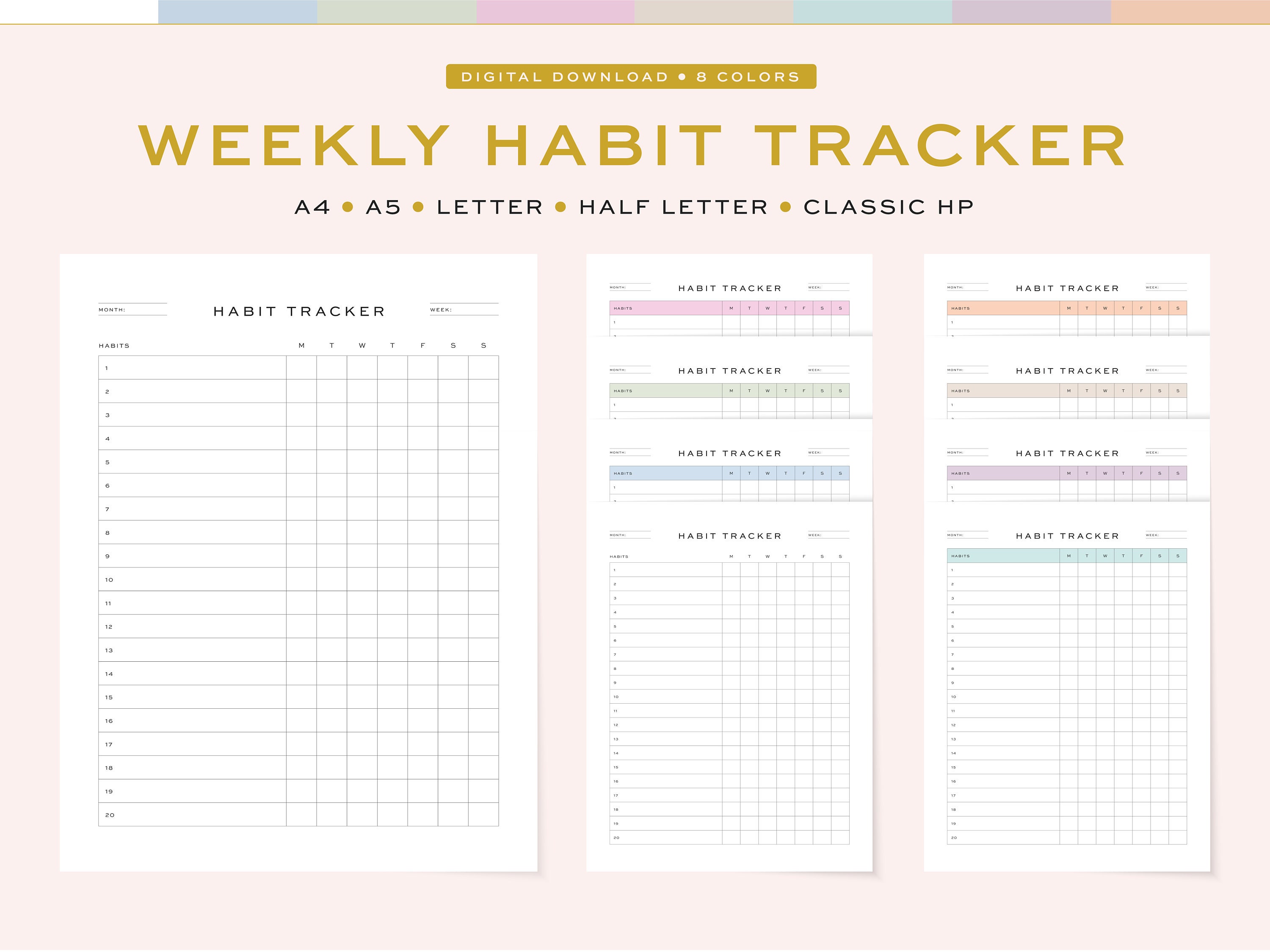Printable Weekly Habit Tracker | Undated, Minimalist (digital Download ...