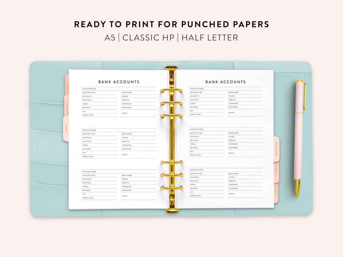 Printable Bank Account Info Sheet, Fillable Bank Account Details, Bank ...