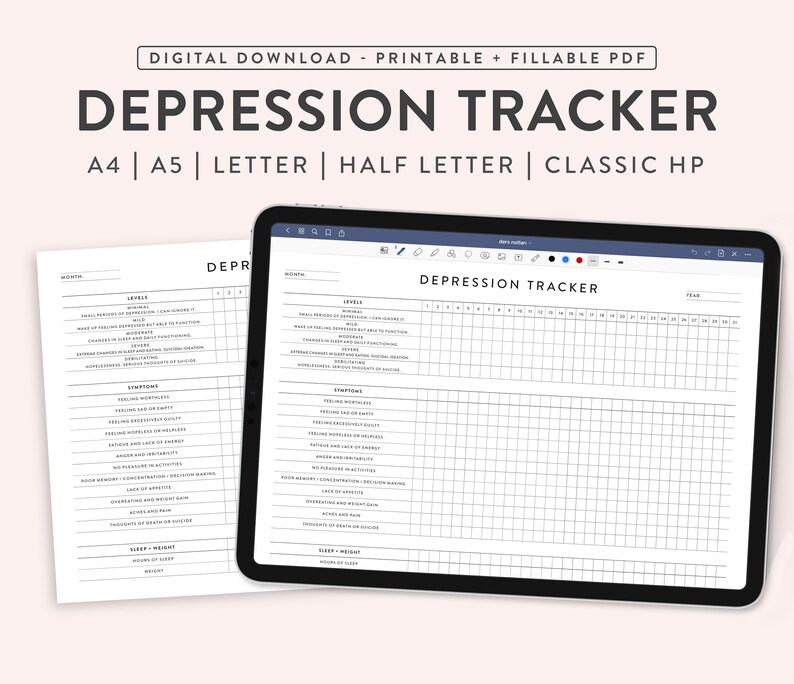 Printable Depression Tracker Monthly Depression Tracker / - Etsy