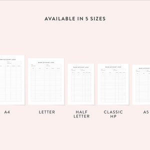 Printable Bank Account Logs, Fillable Transactions Tracker (digital ...