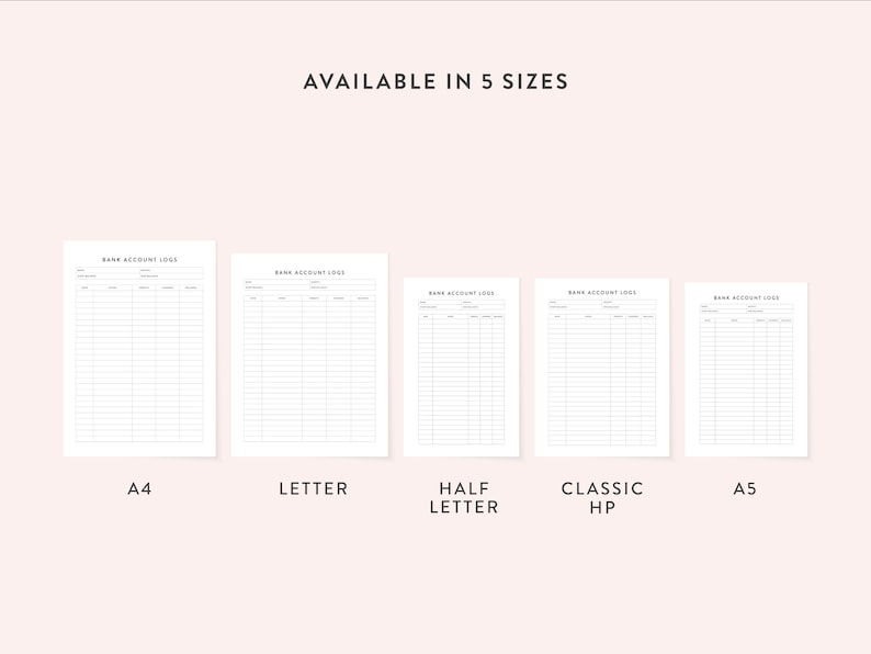 Printable Bank Account Logs, Fillable Bank Balance Sheet, Bank Account ...