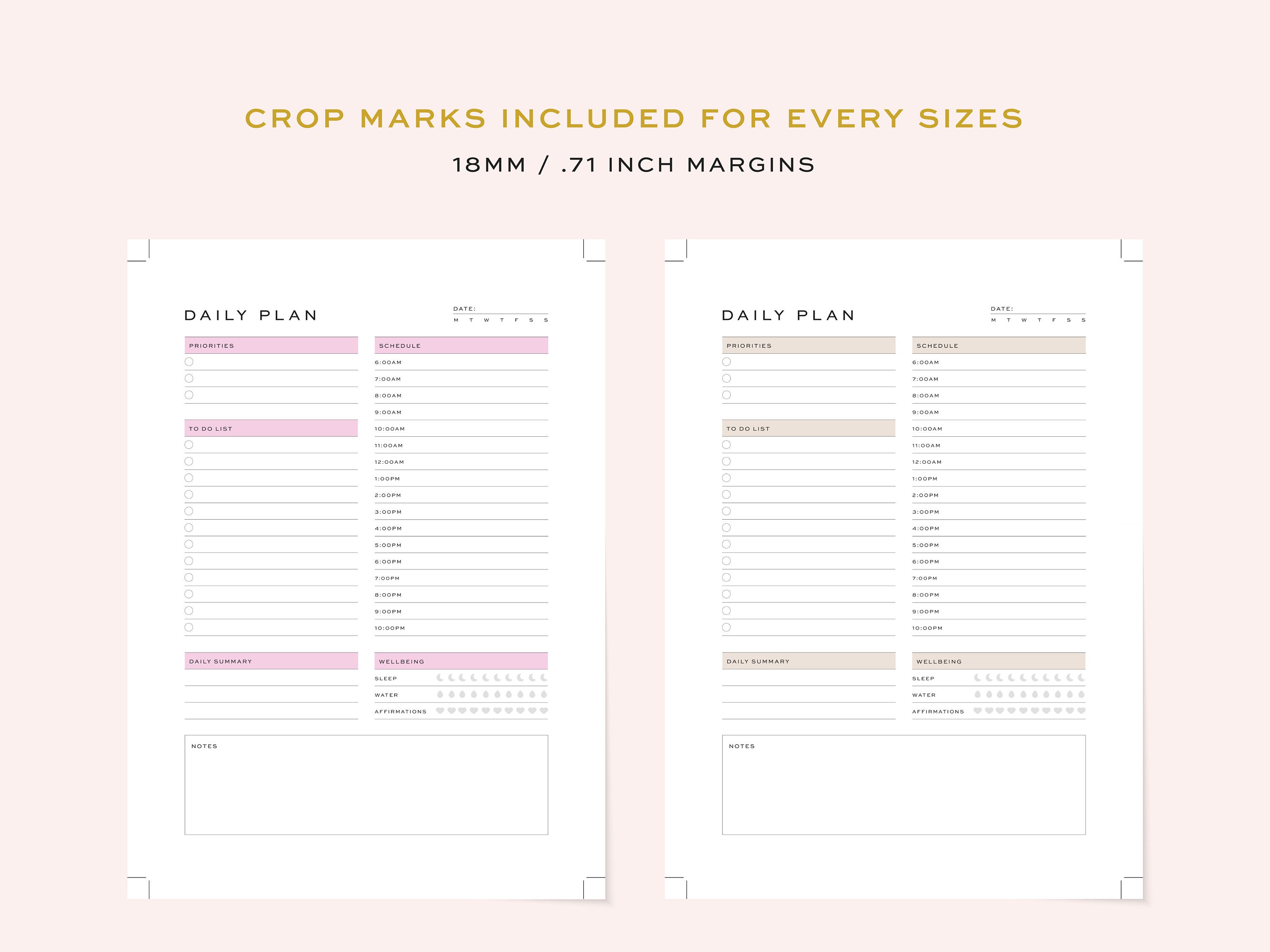 Printable Daily Work Planner, Fillable Minimal Blank Daily Planner 5 ...