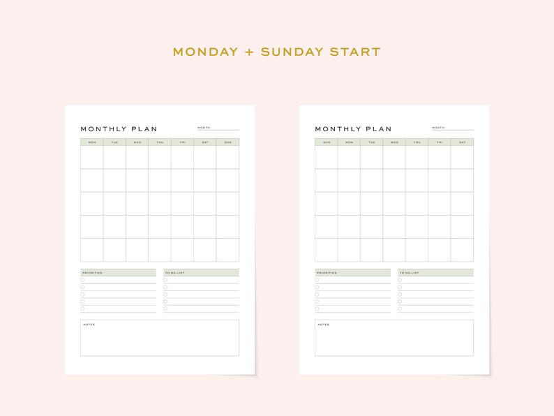 Printable Monthly Work Planner Fillable Minimal Monthly - Etsy