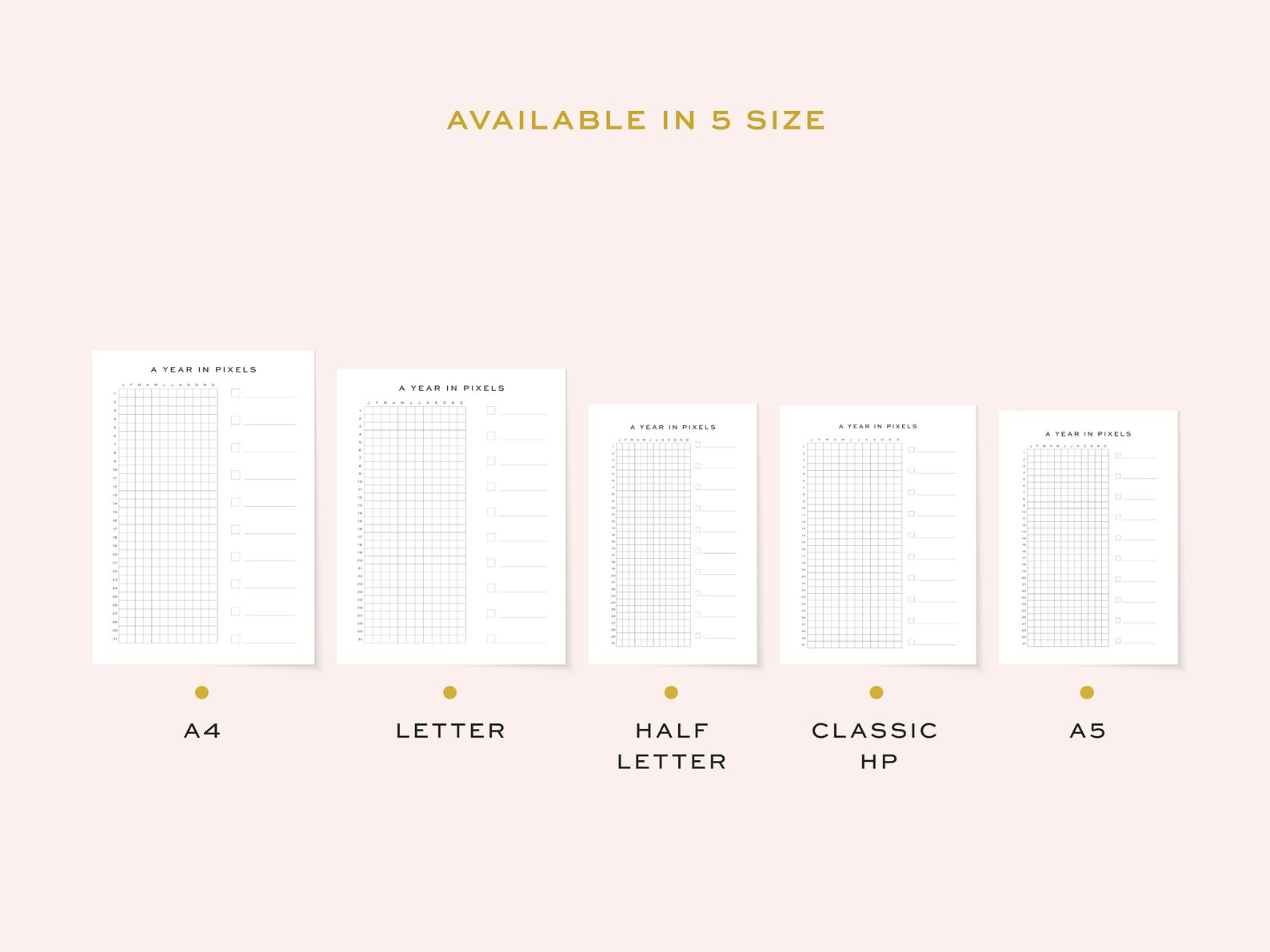 Printable A Year in Pixels A Year in Pixels Printable Habit | Etsy