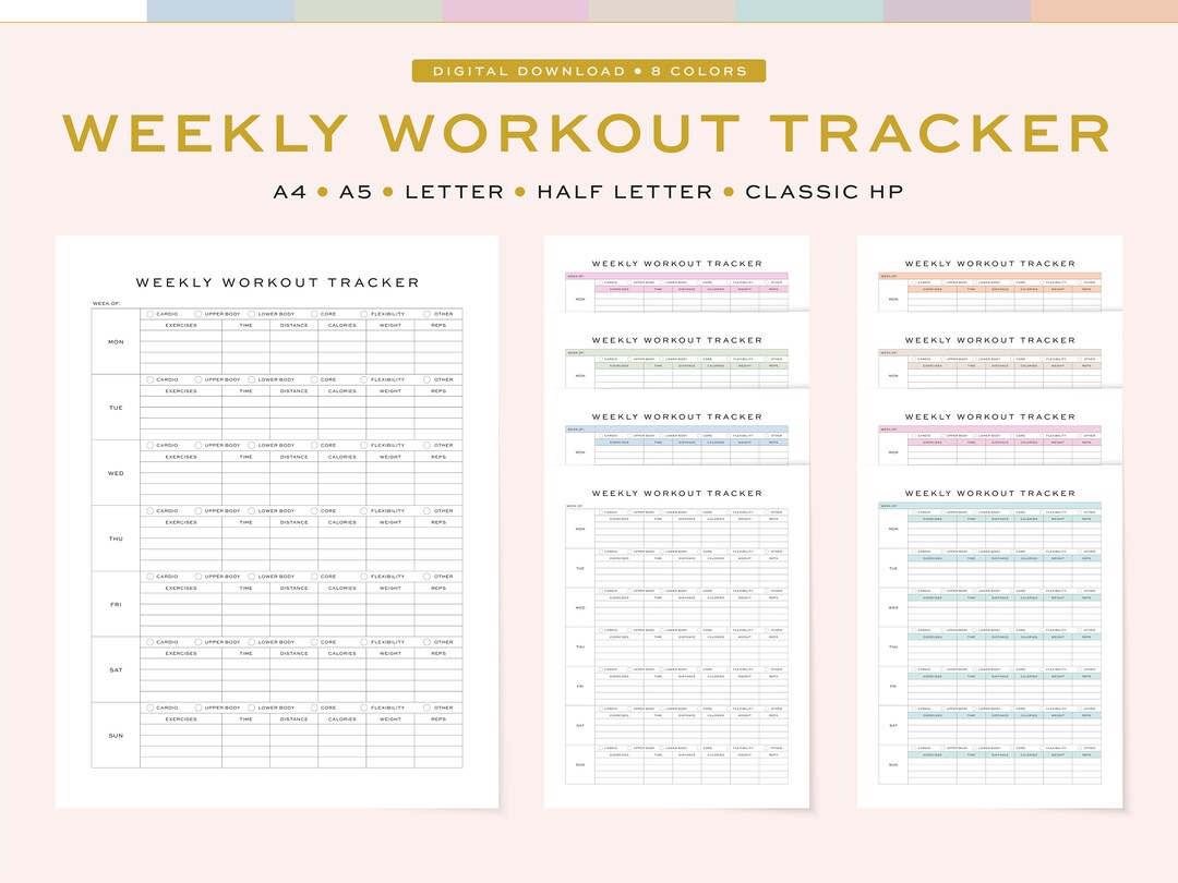 Printable Weekly Workout Tracker, Fillable Workout Planner, Fitness ...