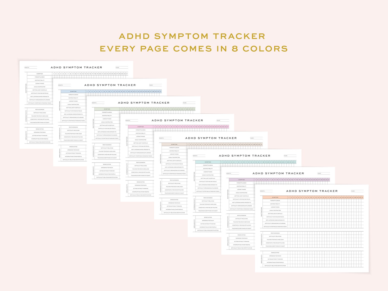Printable ADHD Trackers for Adults Fillable Daily / Monthly - Etsy
